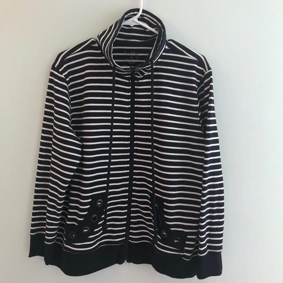 Coral Bay | Jackets & Coats | Coral Bay Stripes White Black Zipper ...